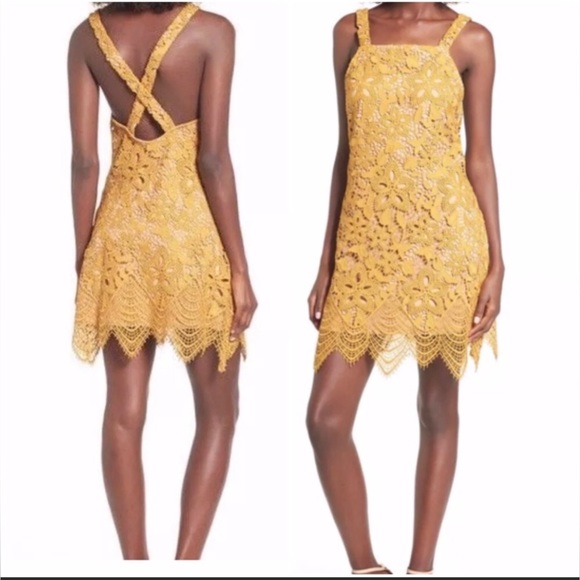 Wayf | Dresses | Wayf Orleans Lace Gold Mini Dress | Poshmark